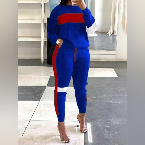 Pants & Jumpsuits | Nwt 2 Piece Royal Blue Color Block Jogger Set ...